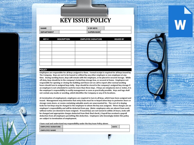 Key Issue Policy Editable HR Form HR Template Human Resource Form ...