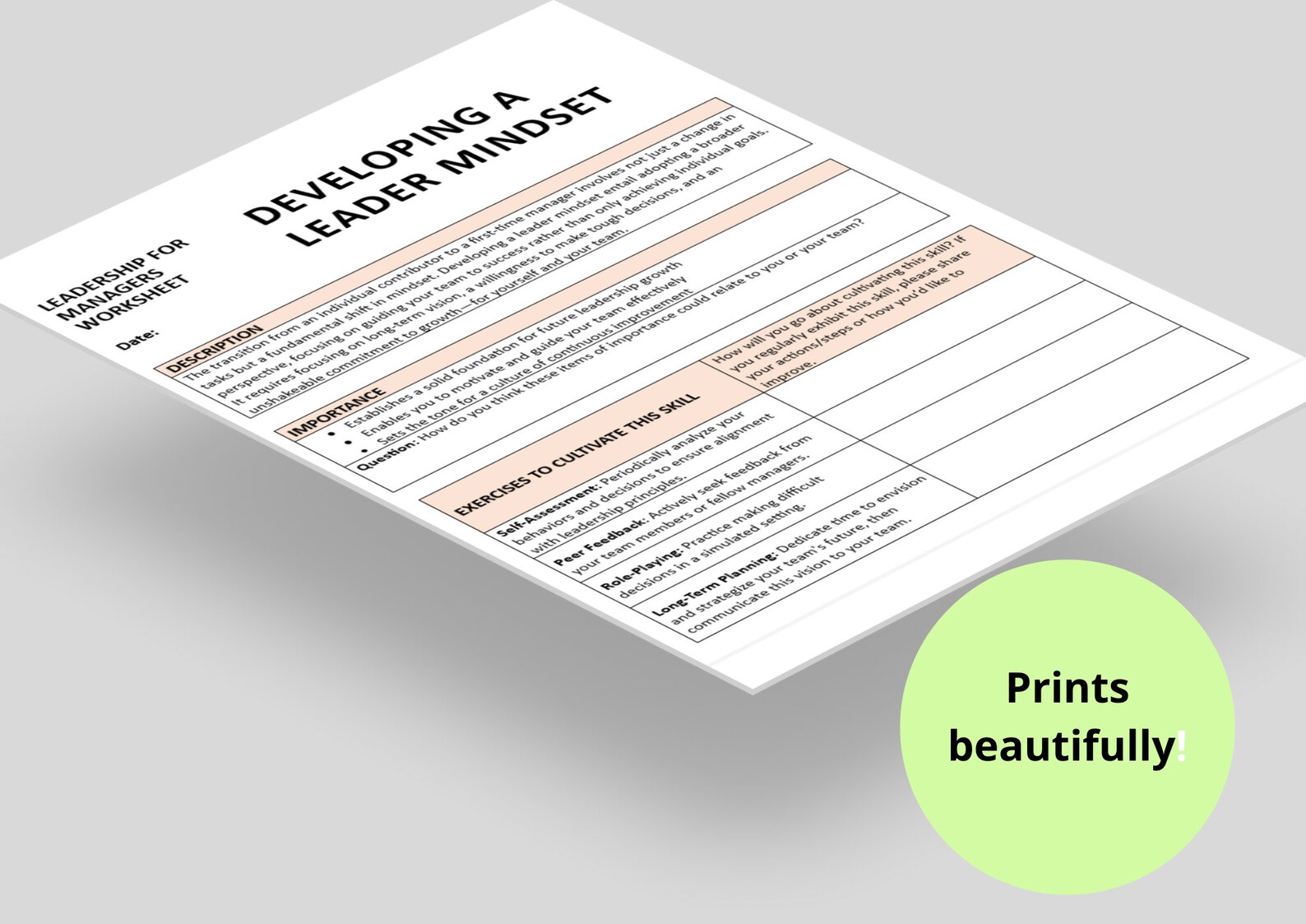 Manager Leadership Worksheet: HR Training Template (digital Download ...