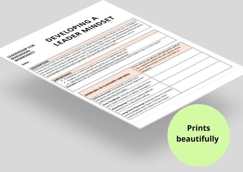 Manager Leadership Worksheet: HR Training Template (digital Download ...