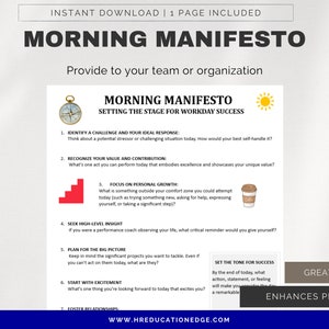 Employee Morning Manifesto Template: Daily Goal Setting (digital ...