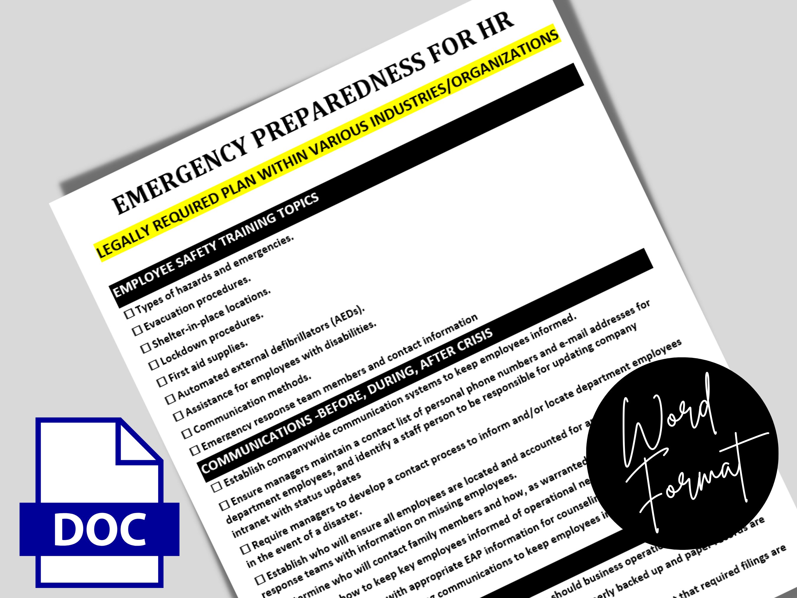 Comprehensive Emergency Preparedness and Response Plan | HR Safety Plan ...