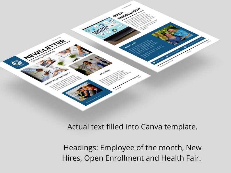 Editable Company Newsletter Template: Employee Recognition (canva) - Etsy