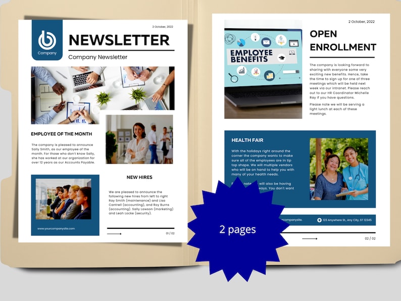Editable Company Newsletter Template: Employee Recognition (canva) - Etsy