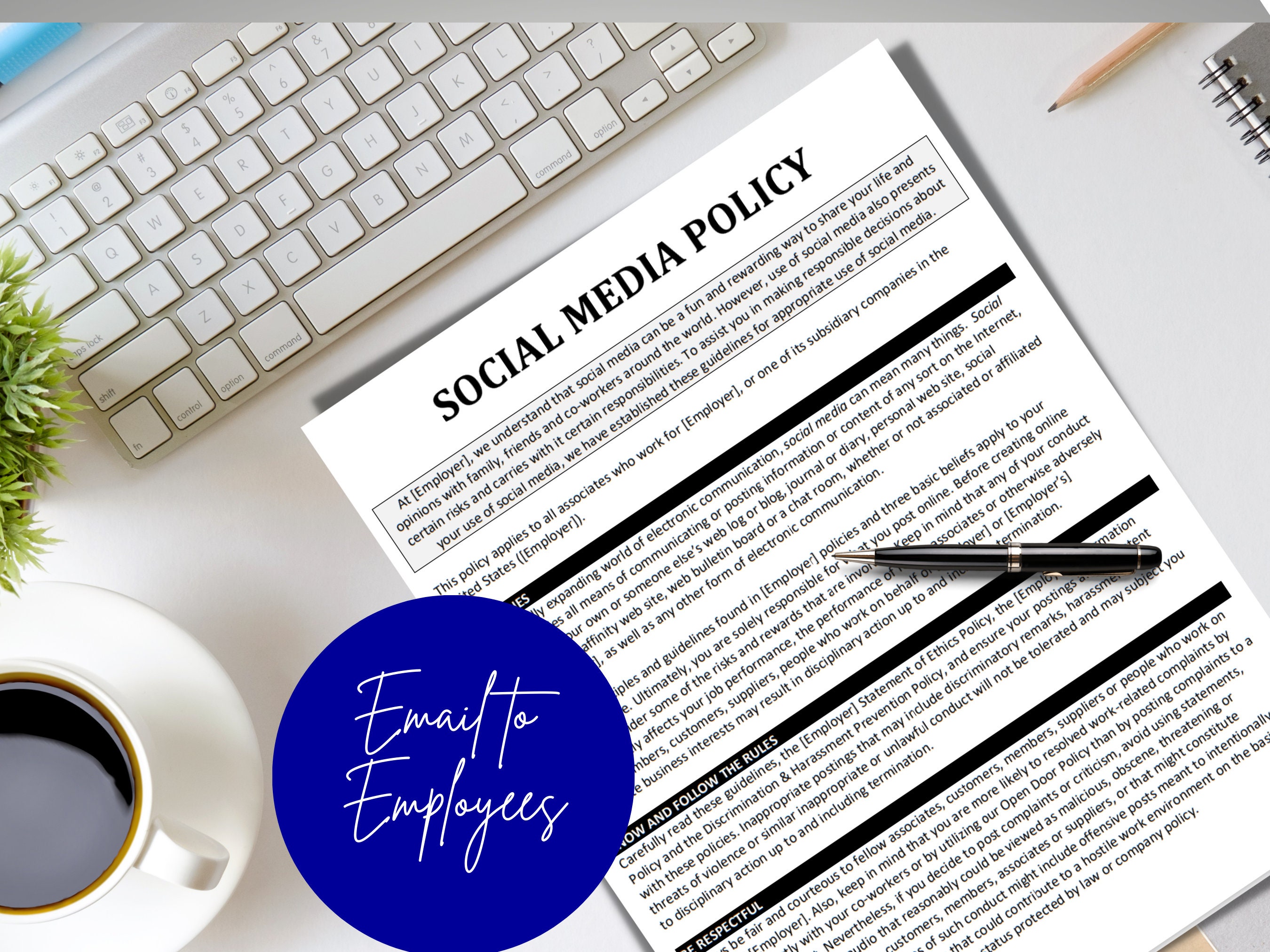 Social Media Policy HR Template MS Editable Word Form Human Resources ...