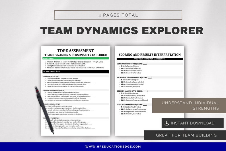 Team Dynamics & Personality Explorer: HR Team Building Tool (digital ...