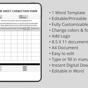 Time Sheet Correction Form: Employee Time Sheet Correction | Missed ...