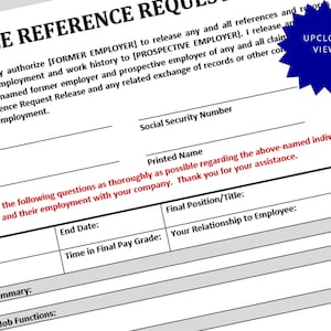 Employee Reference Request Release | HR Template | MS Word Editable ...