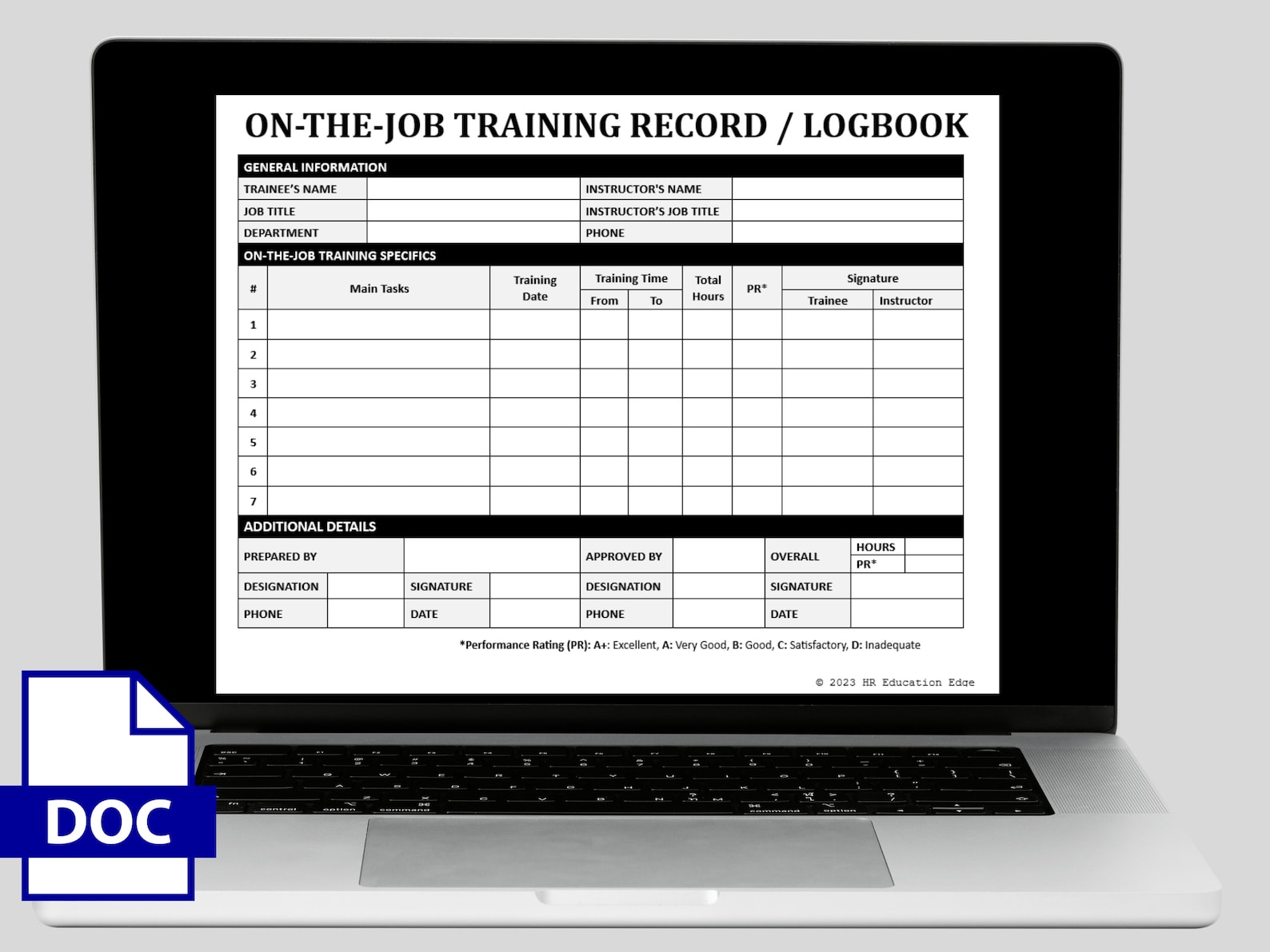 Employee Training Record Logbook: HR Onboarding Form (digital Download ...