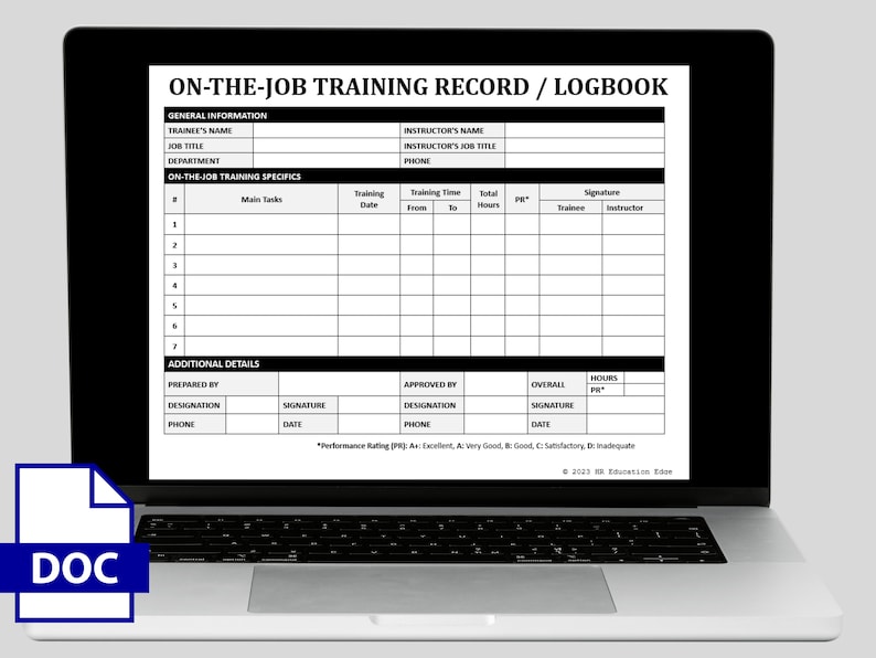 Employee Training Record Logbook: HR Onboarding Form (digital Download ...