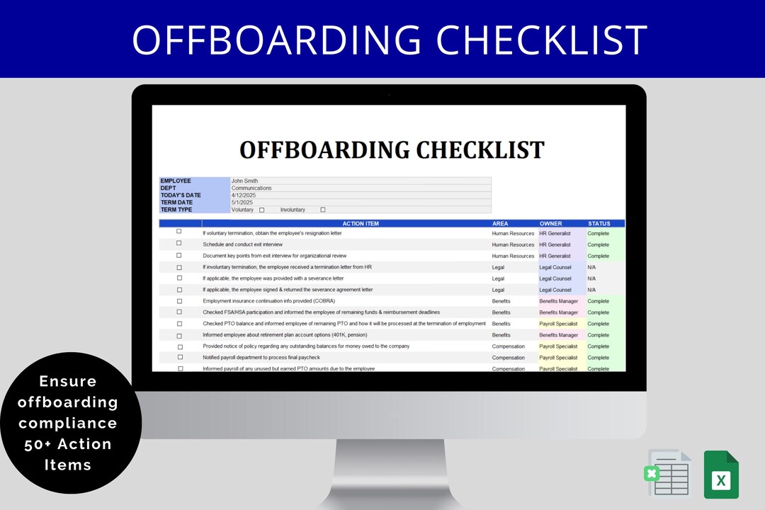 Employee Offboarding Checklist: HR Termination Template (excel & PDF ...