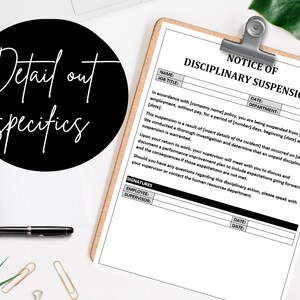 Notice of Disciplinary Suspension | HR Template | Write up Form | Human ...