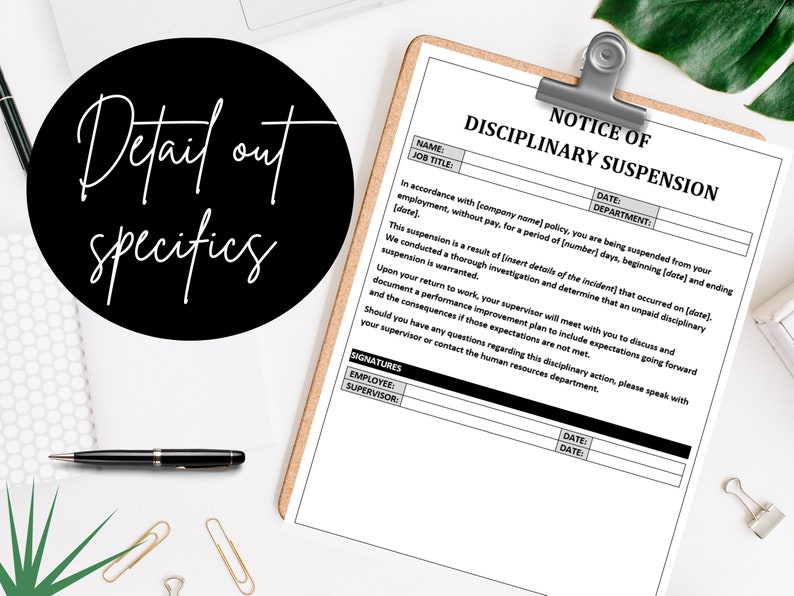 Notice of Disciplinary Suspension HR Template Write up Form Human ...