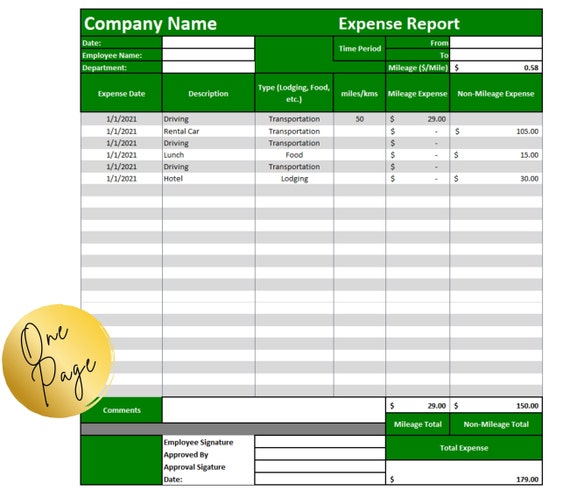 Expense Report Template Excel