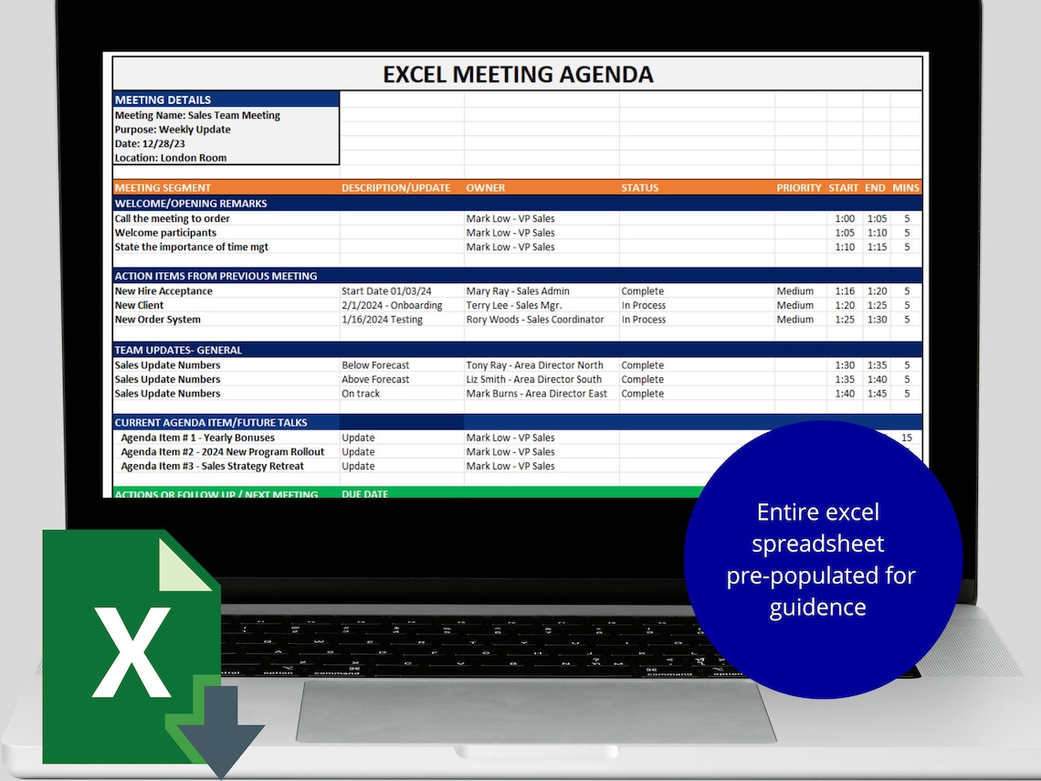Staff Meeting Agenda Excel Spreadsheet Template Team Weekly Meeting ...