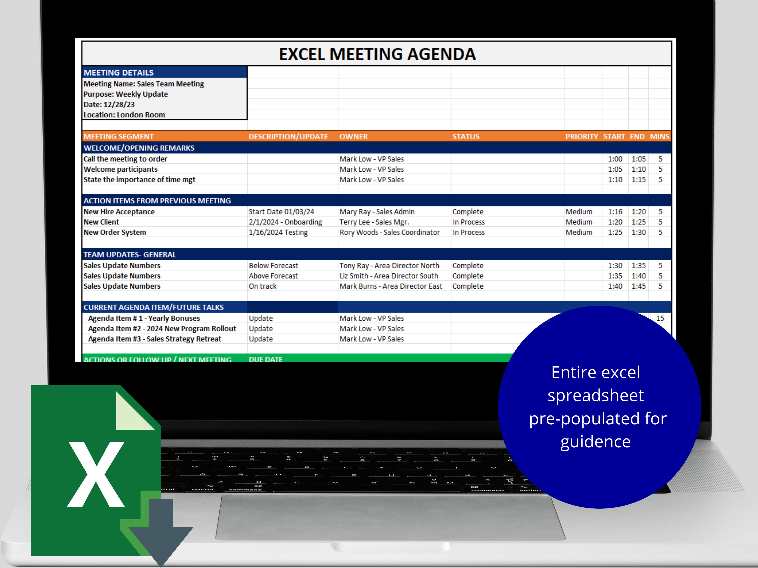 Staff Meeting Agenda: Excel Spreadsheet Template (digital Download) - Etsy