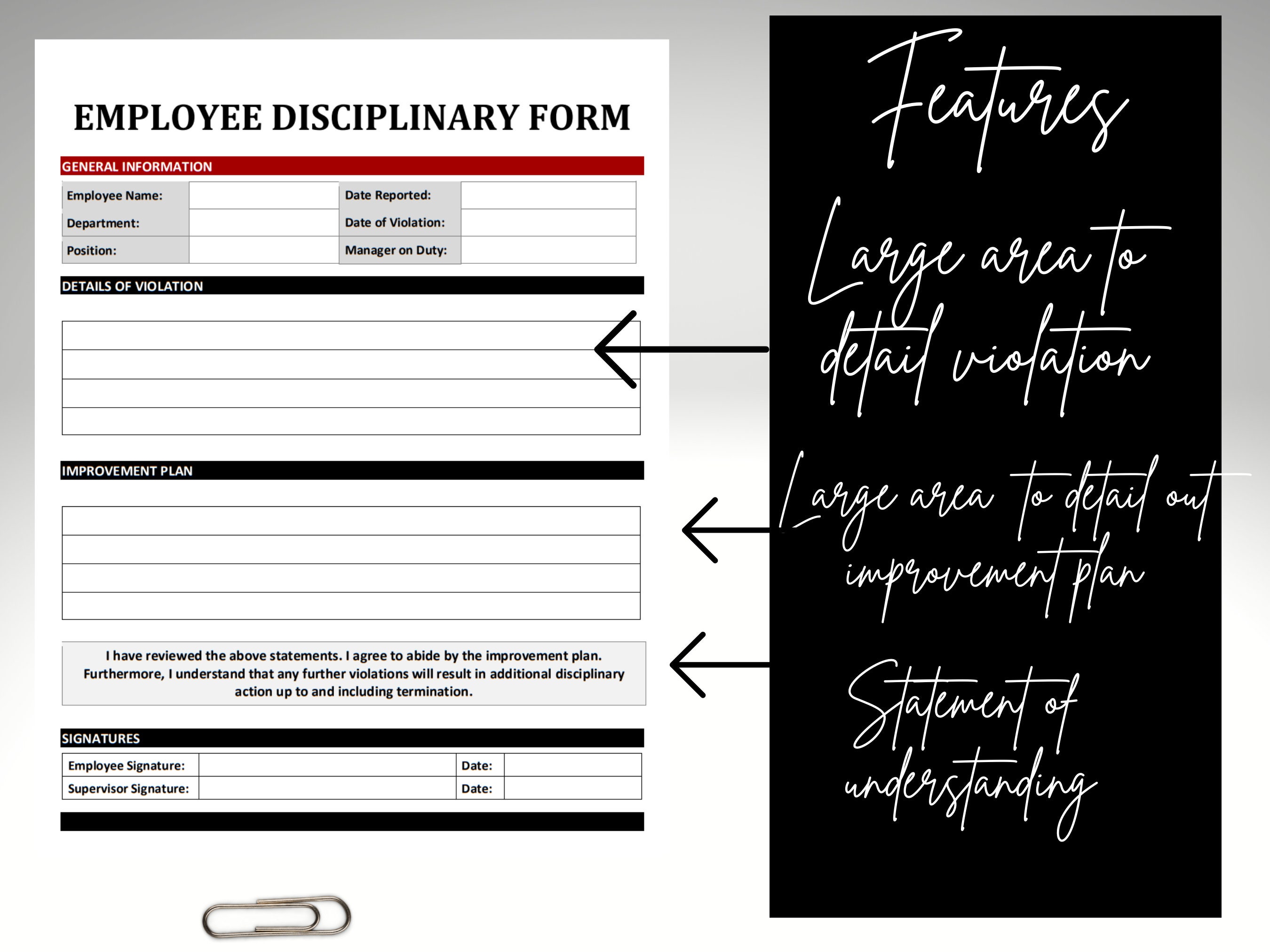 Employee Disciplinary Form Template: HR Violation Notice (editable Word ...
