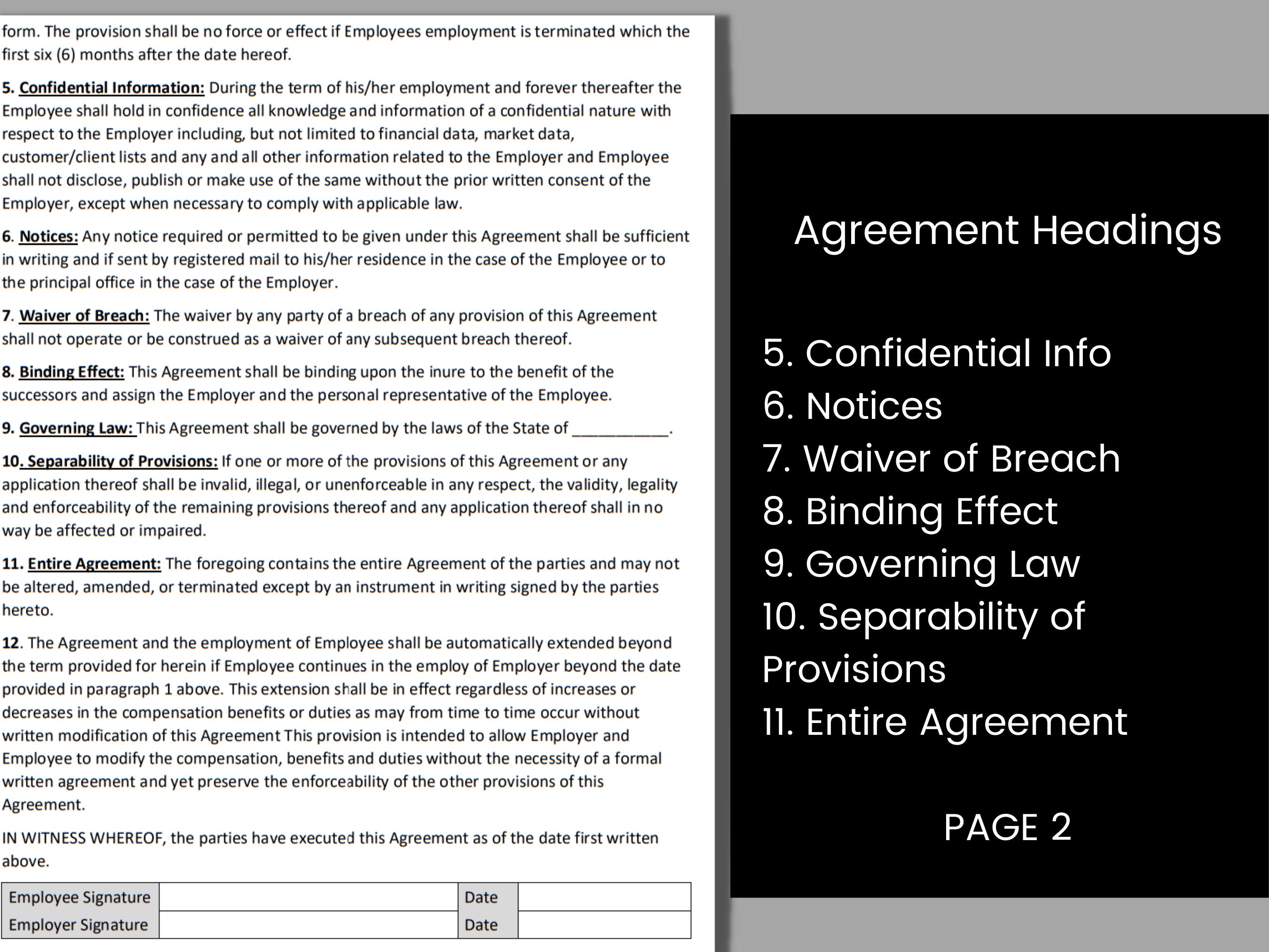 Editable Employment Agreement Template: HR Contract (digital Download ...