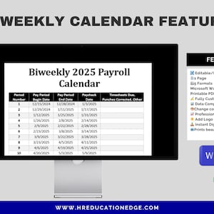 Biweekly Payroll Calendar 2025: Editable & Printable (excel, Google ...