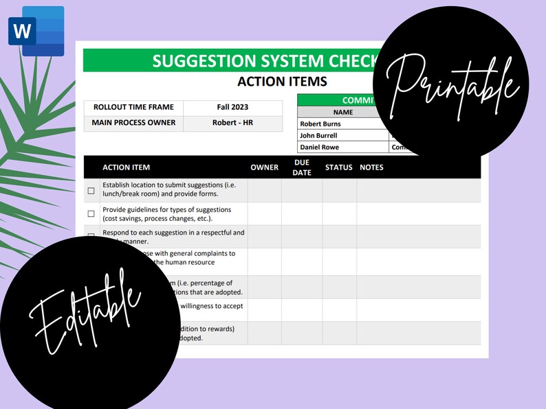 Suggestion Program Checklist | HR Template for Employee Feedback ...