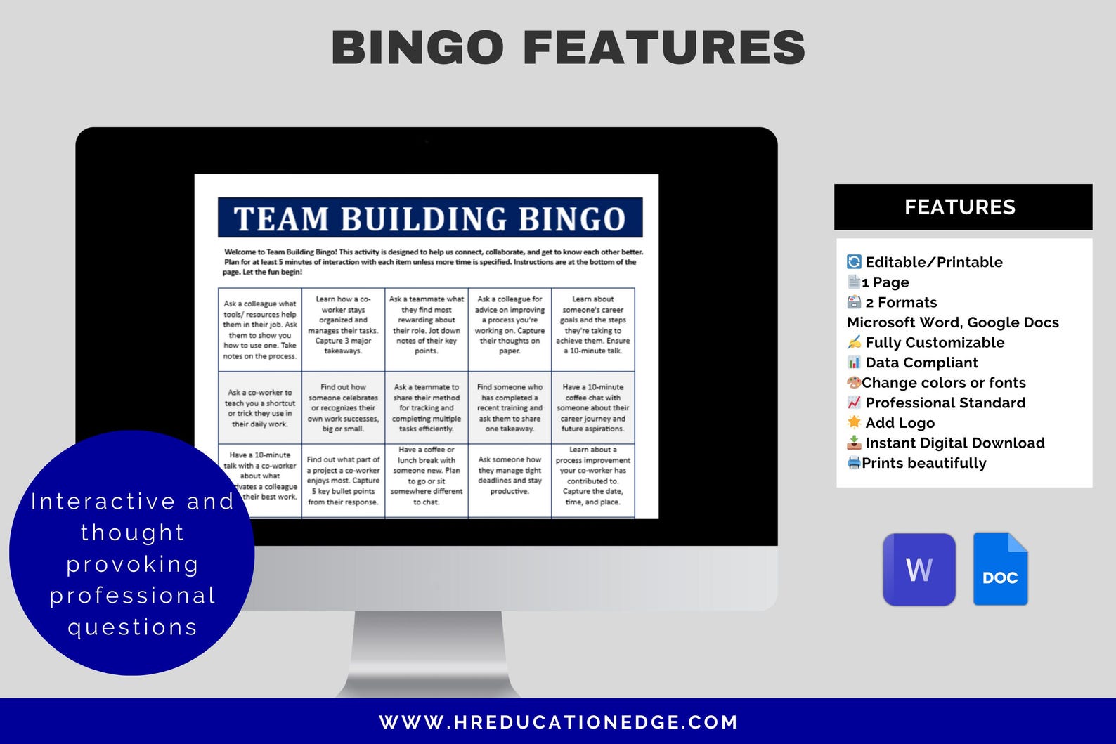 Team Building Bingo: Employee Engagement HR Template (digital Download ...