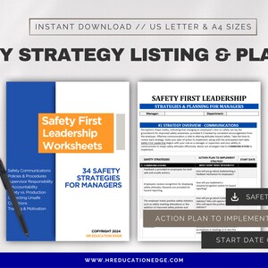 Safety First Leadership Worksheets: Manager Safety Strategies W/action ...