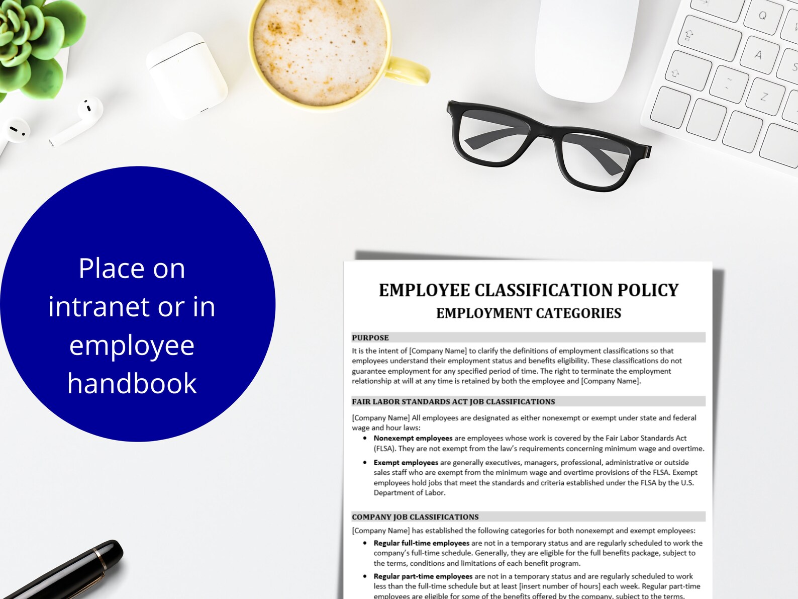 Employee Classification Policy Template: Editable HR Word Form (digital ...