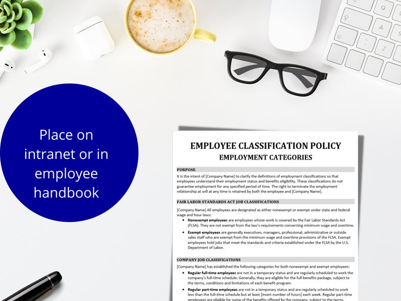 Employee Classification Policy Template: Editable HR Word Form (digital ...