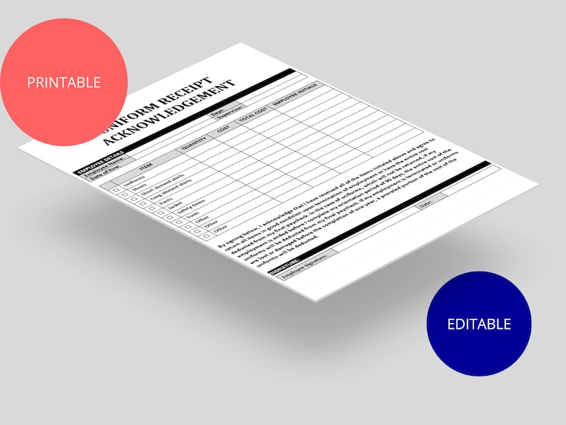 Employee Uniform Agreement Template: HR Forms (MS Word) - Etsy
