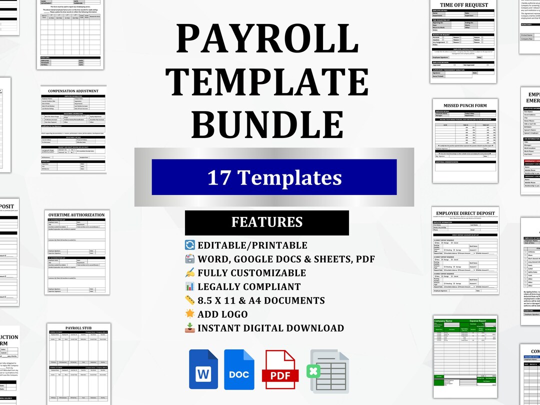 Payroll Templates Bundle 2025: Pay Stub, Time Sheet, Direct Deposit ...