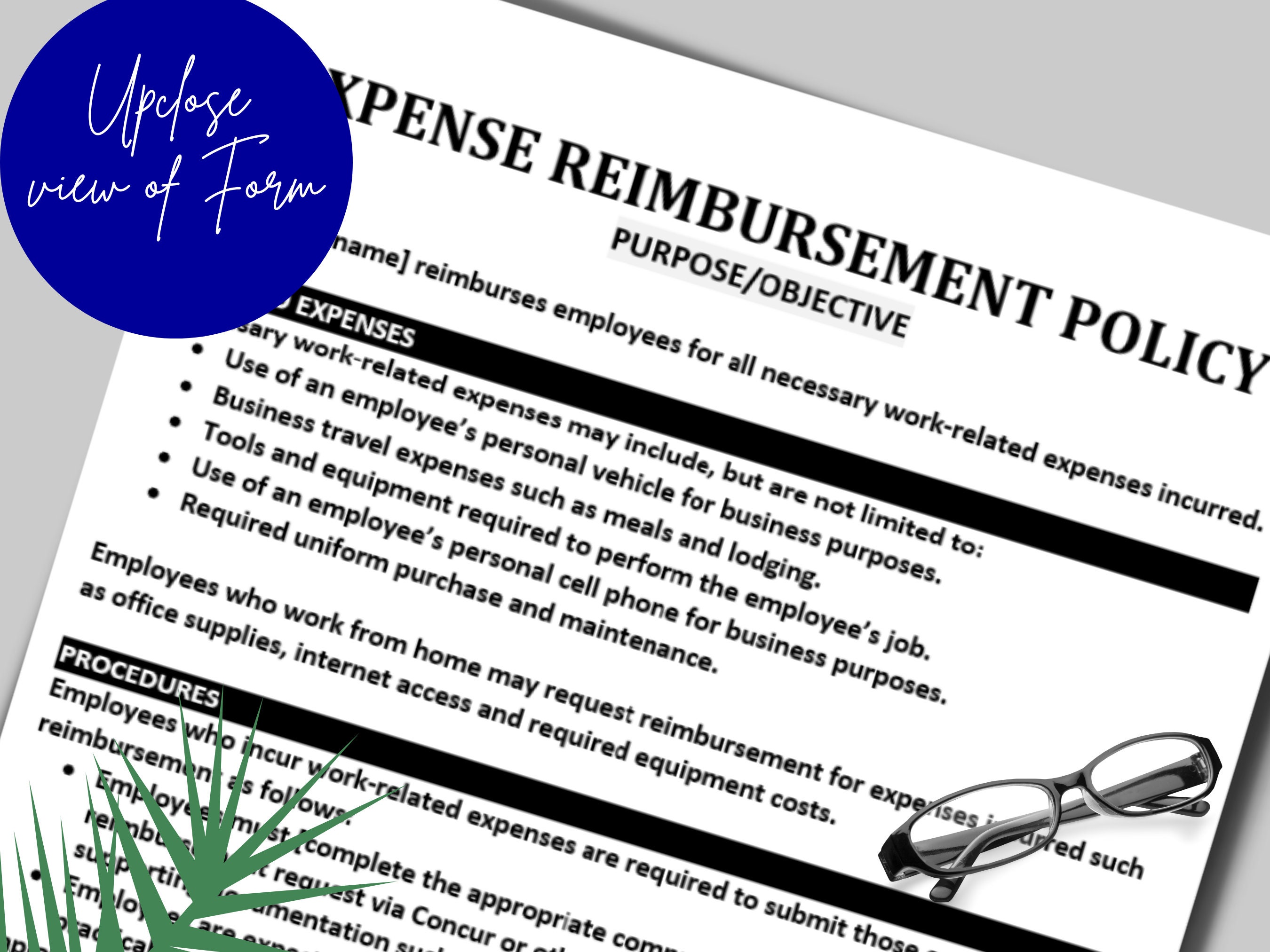 Expense Reimbursement Policy MS Editable Word Template Human Resources ...