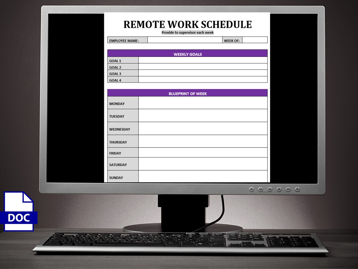 Remote Work Schedule Template HR Templates Human Resources Forms ...