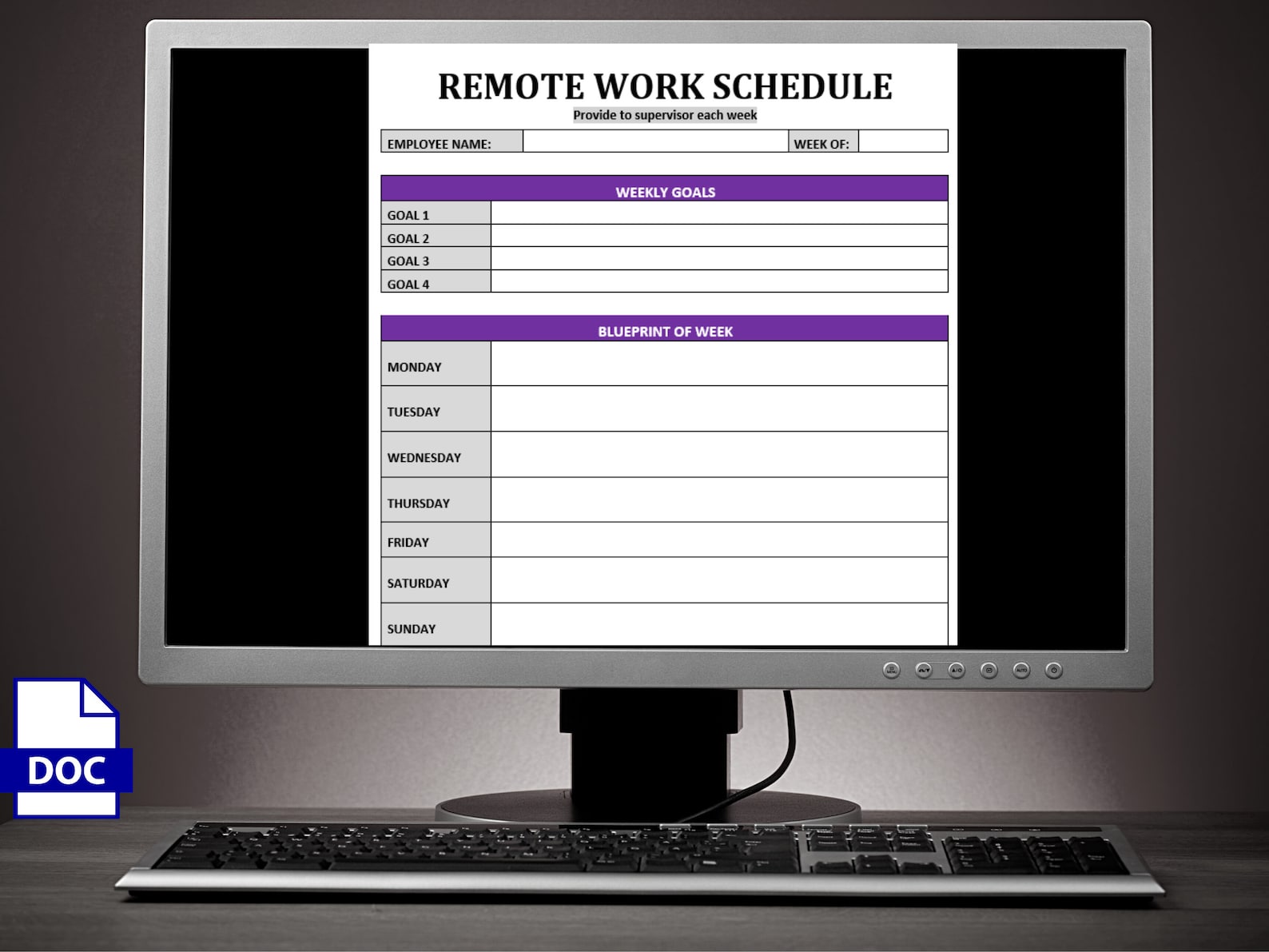 Remote Work Schedule Template HR Templates Human Resources Forms ...