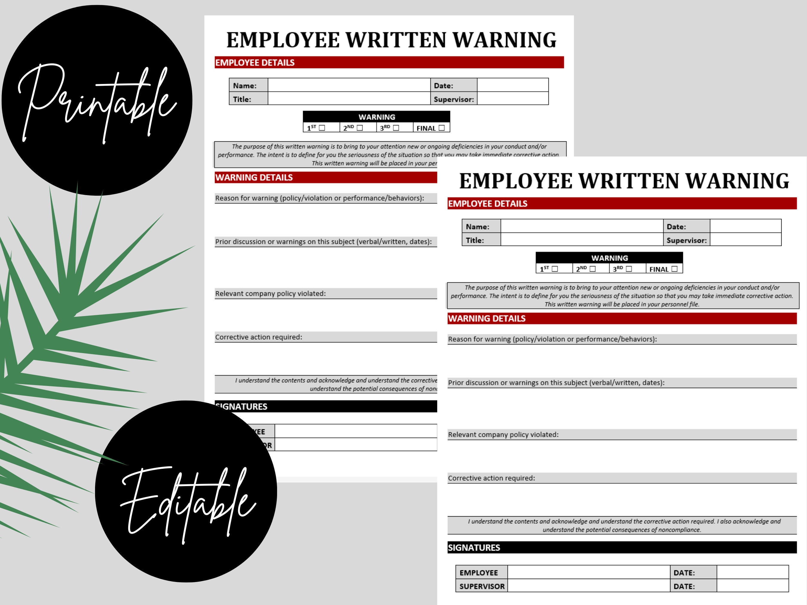 Employee Write up Form HR Template Disciplinary Warning - Etsy Israel