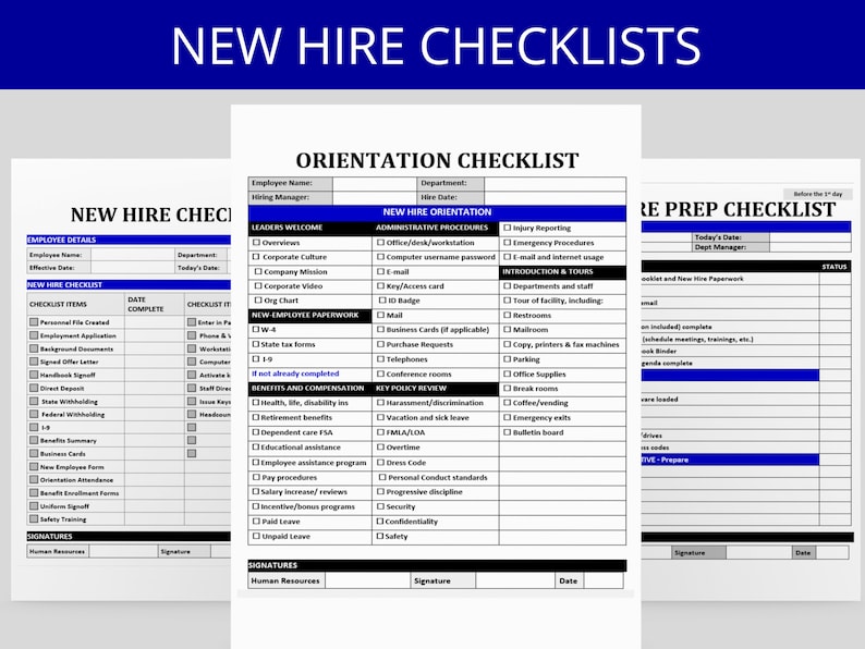 Onboarding Checklist Templates New Hire Employee Checklists - Etsy