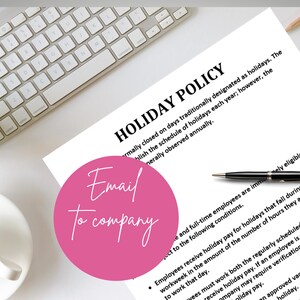 Holiday Policy Template Editable HR Form Human Resource Form Employee ...