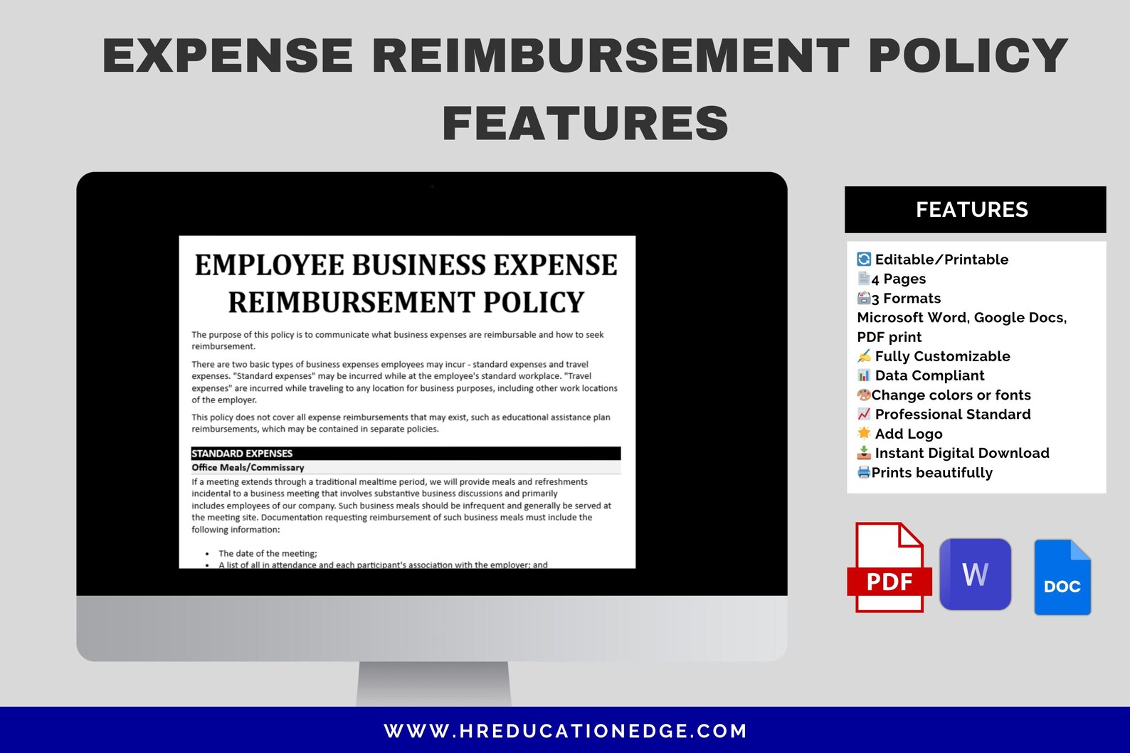 Expense Reimbursement Policy Form: HR Template (digital Download) - Etsy