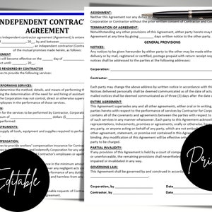 Independent Contractor Agreement Template: Editable HR Form (MS Word) - Etsy