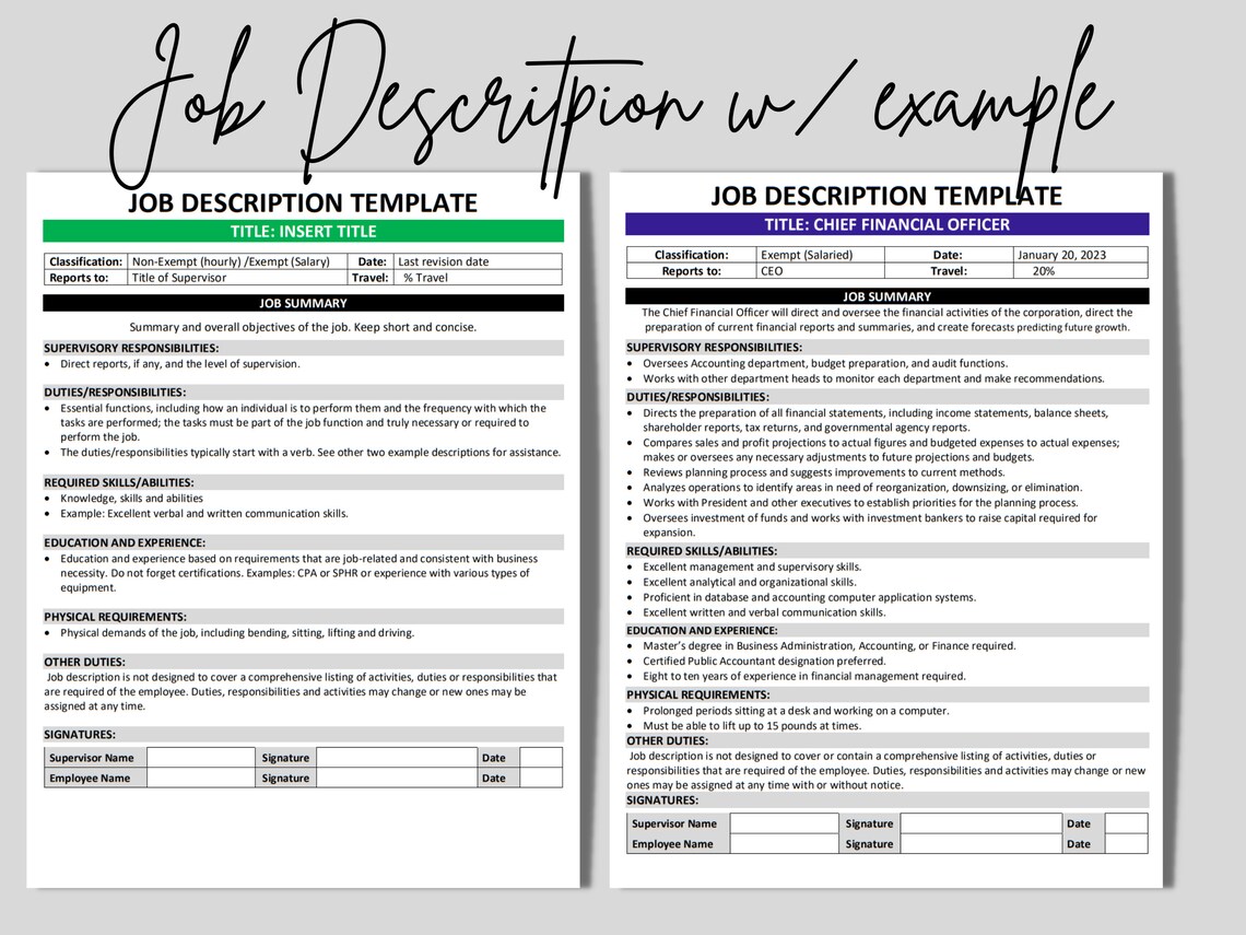 Job Description Template Editable MS Word Form Human - Etsy