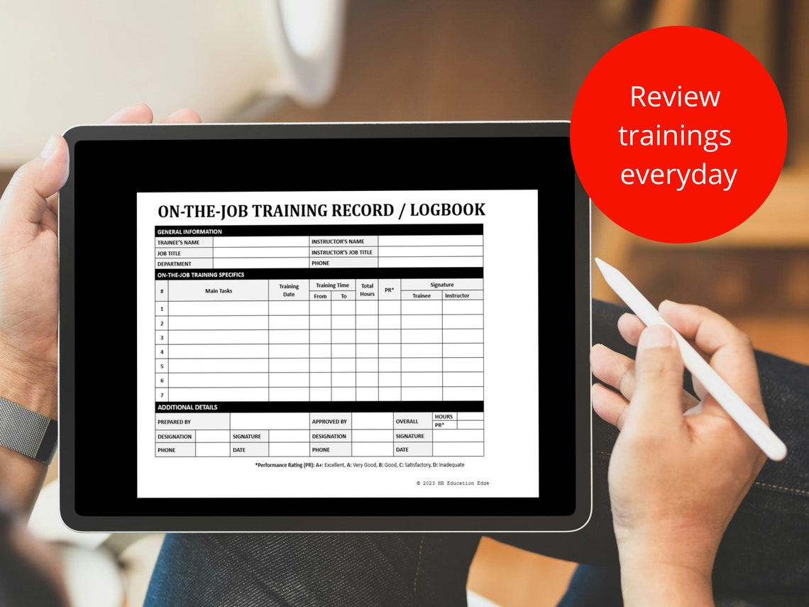Employee Training Record Logbook: HR Onboarding Form (digital Download ...