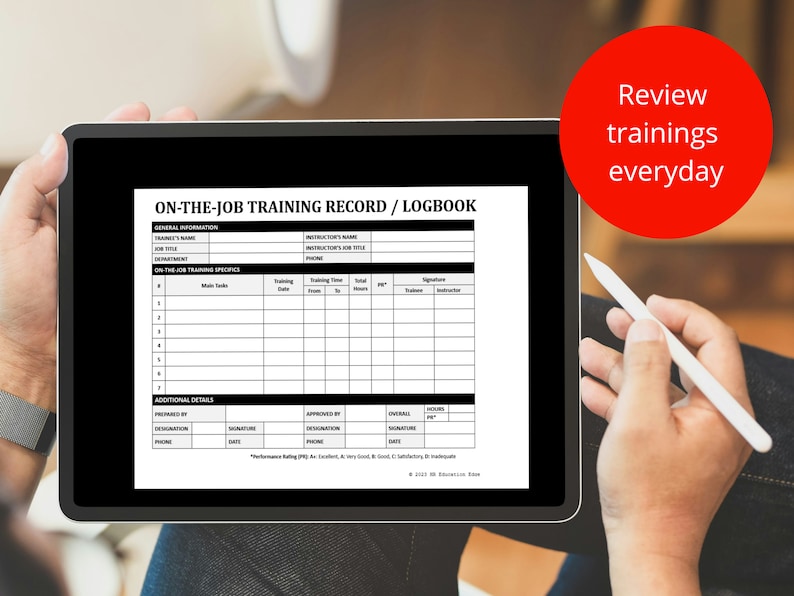 Employee Training Record Logbook: HR Onboarding Form (digital Download ...