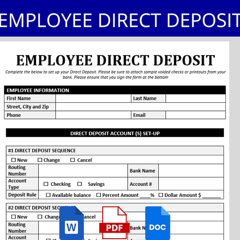 Direct Deposit Form - Etsy