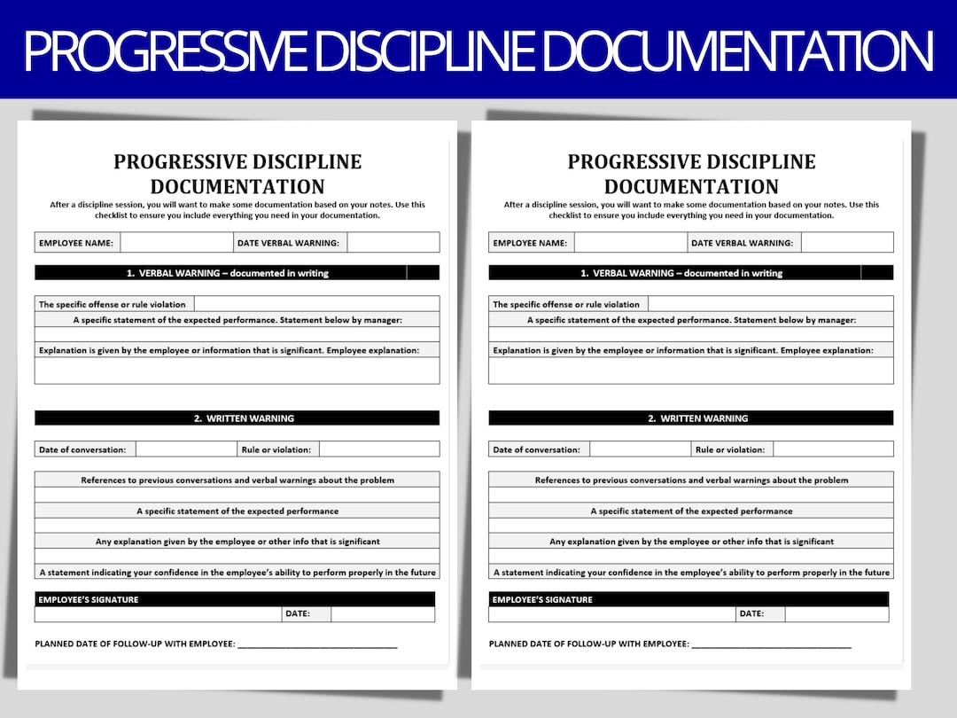 Progressive Discipline Documentation: Employee Write up | MS Editable ...