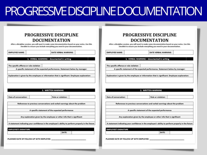 Progressive Discipline Documentation: Employee Write up MS Editable ...
