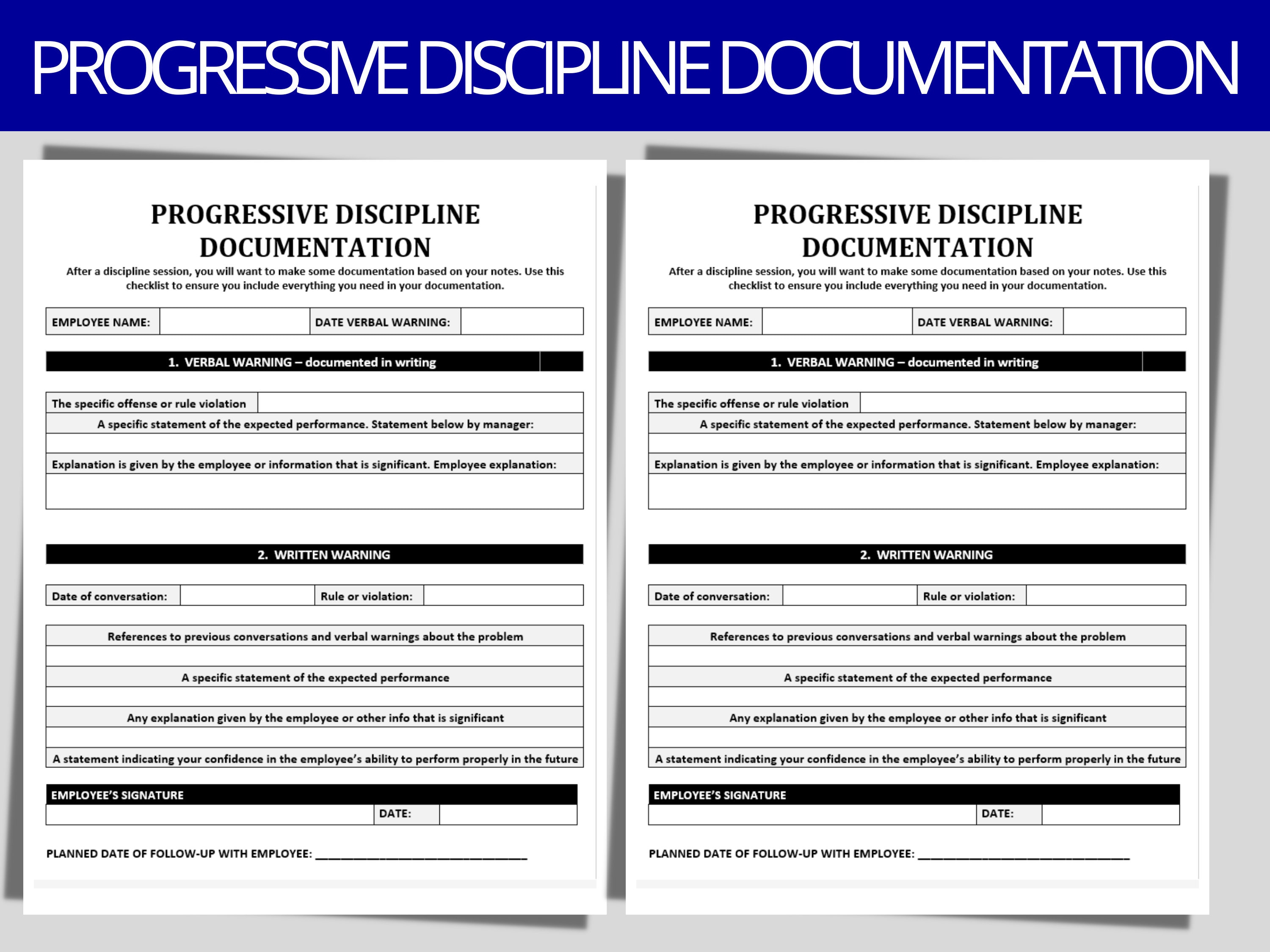 Progressive Discipline Documentation: Employee Write up MS Editable ...