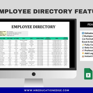 Employee Directory Template: Excel Company Contact List (digital ...