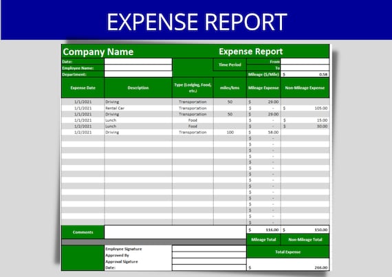 Expense Report Template Excel