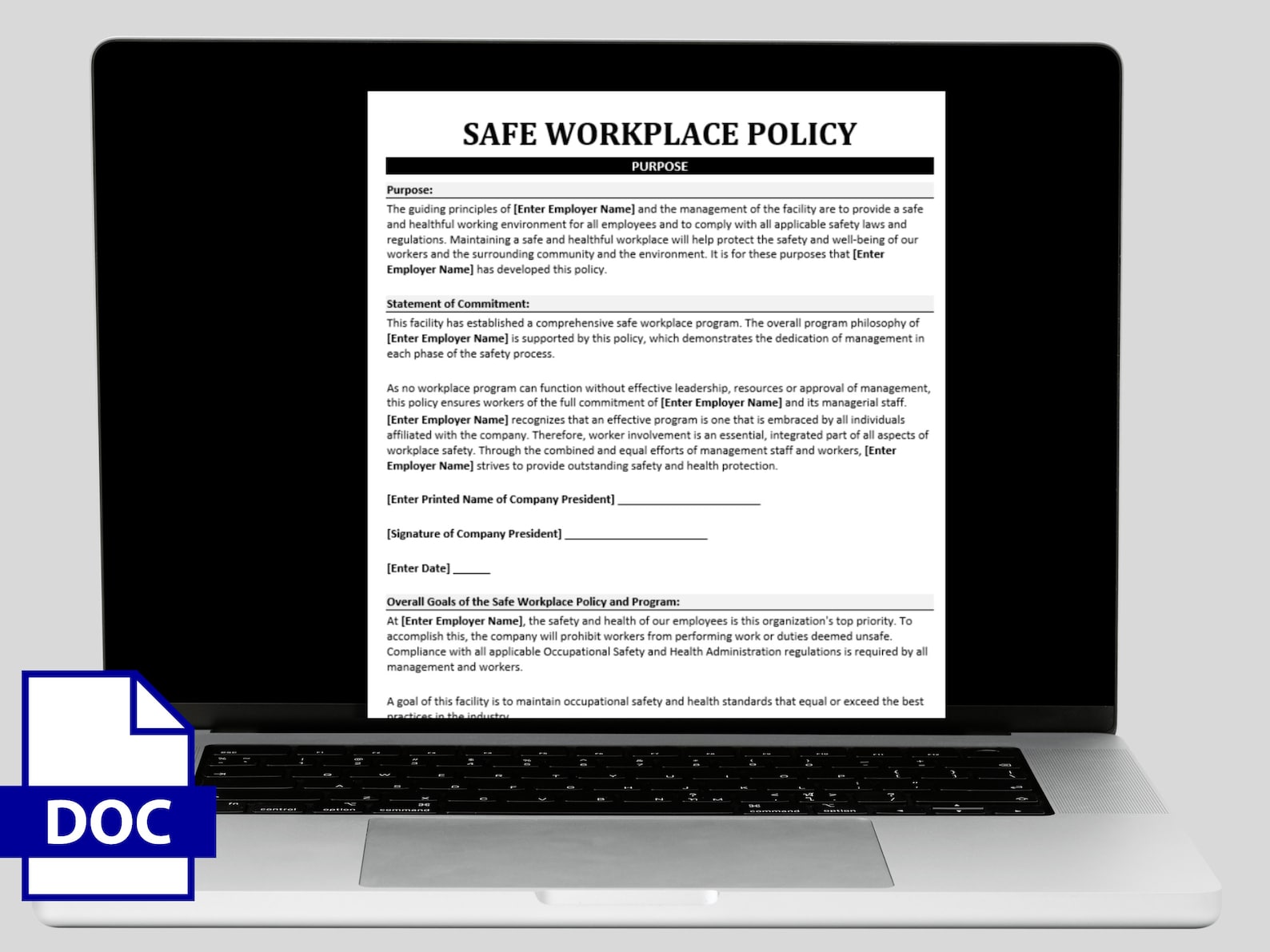 OSHA Compliance: Safe Workplace Policy Template (digital Download) - Etsy