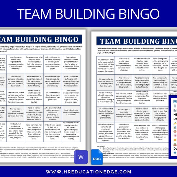Team Building Bingo - Etsy