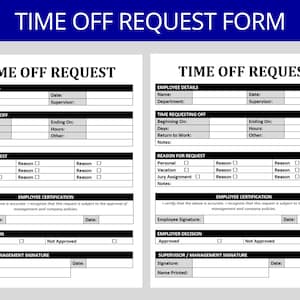 Time off Request Form: Employee Days off & Leave Template | Editable ...