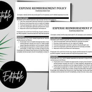 Expense Reimbursement Policy | MS Editable Word Template | Human ...